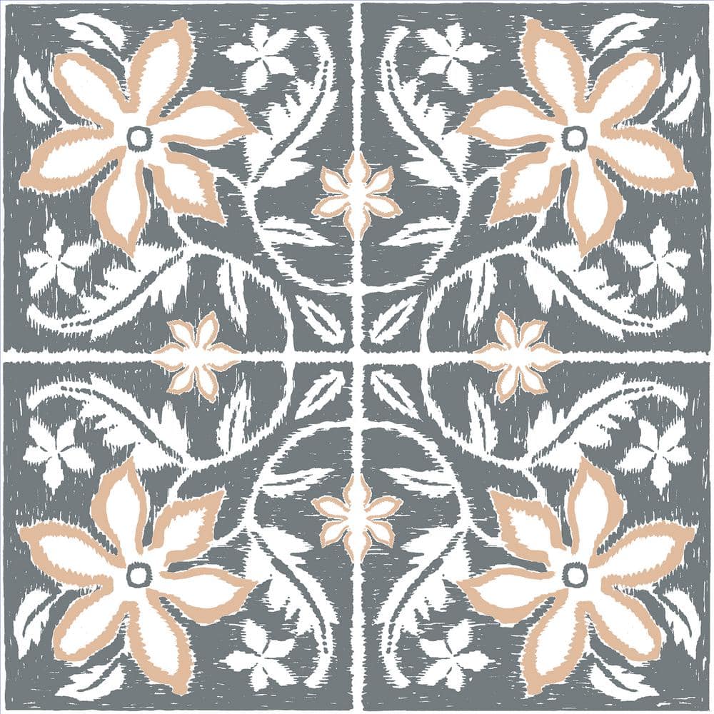 FloorPops Blue 3 MIL x 12 in. W Water Resistant Lillium Peel and Stick ...