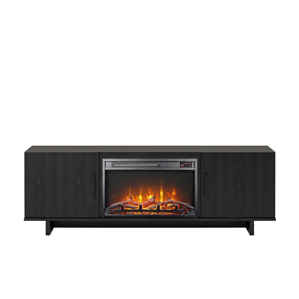 Ameriwood Home Julia 60 in. Electric Fireplace TV Stand in Black Oak ...