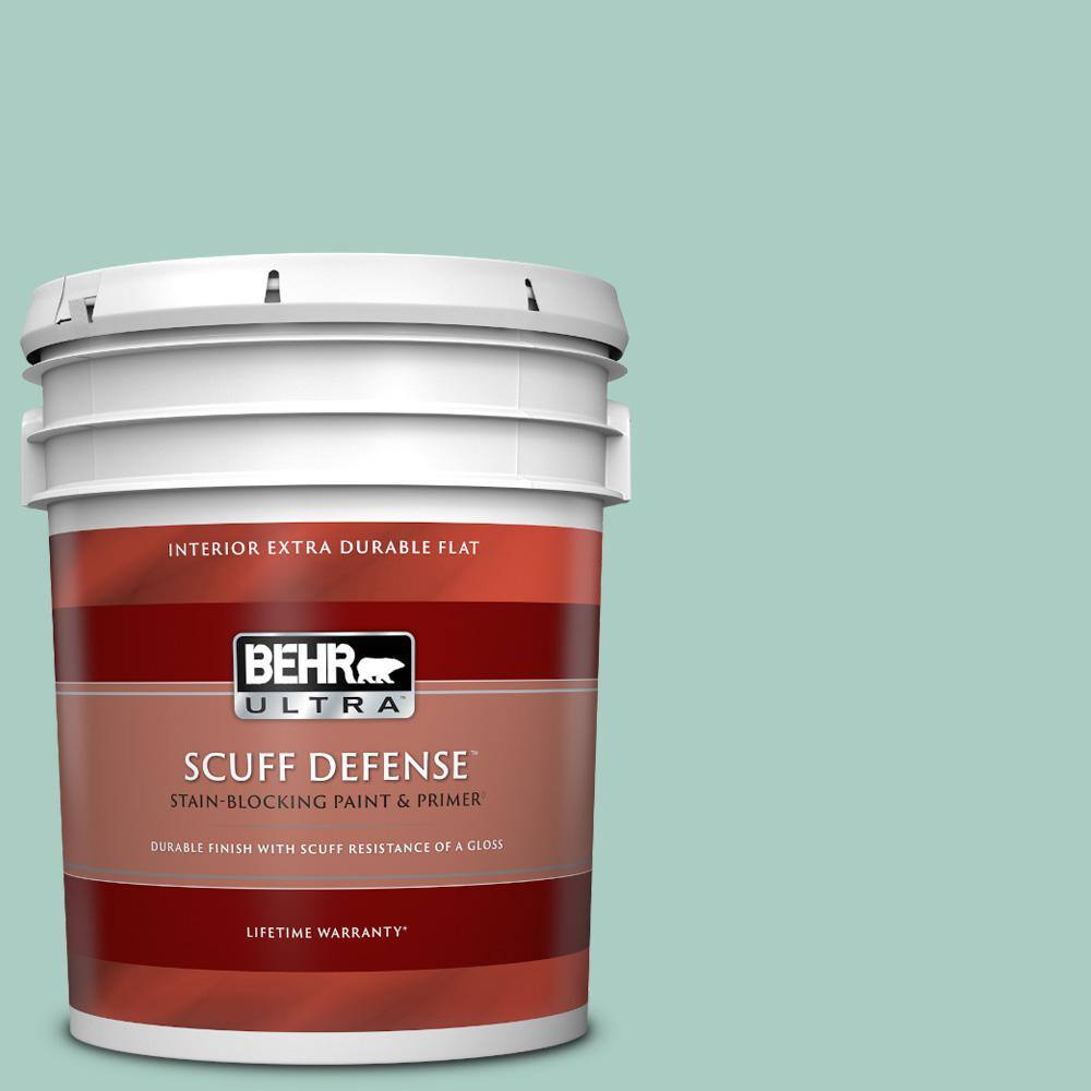 BEHR ULTRA 5 gal. #M440-3 Baby Aqua Extra Durable Flat Interior Paint ...