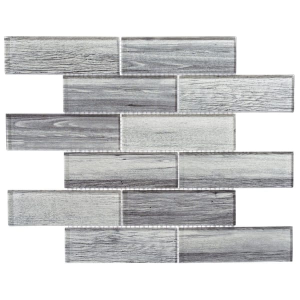 ANDOVA Migdal Smoked Gray 5 in. x 6.5 in. Smooth Glass Mosaic Wall Tile ...