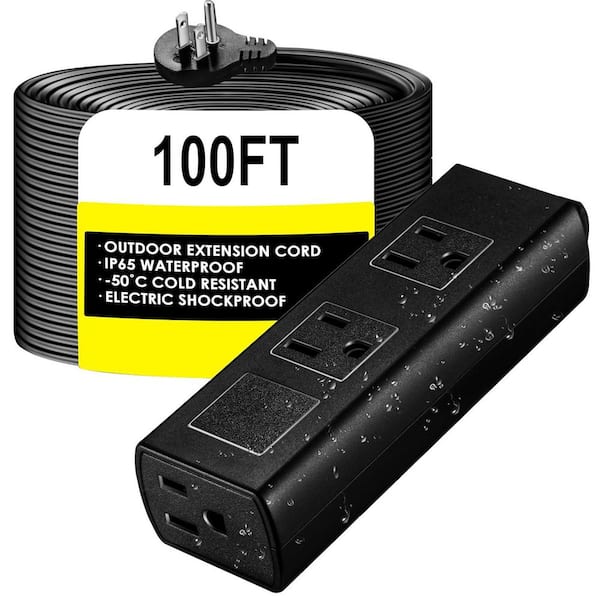 Lukyamzn 100FT Weatherproof Outdoor Power Strip Heavy Duty Extension ...