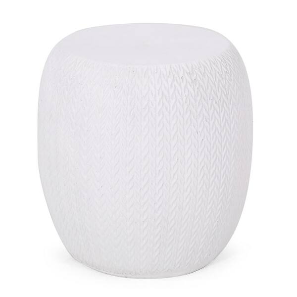 Santa Rosa Antique White Braided Lightweight Concrete Outdoor Side ...