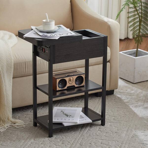 Haines tray top end table with storage store