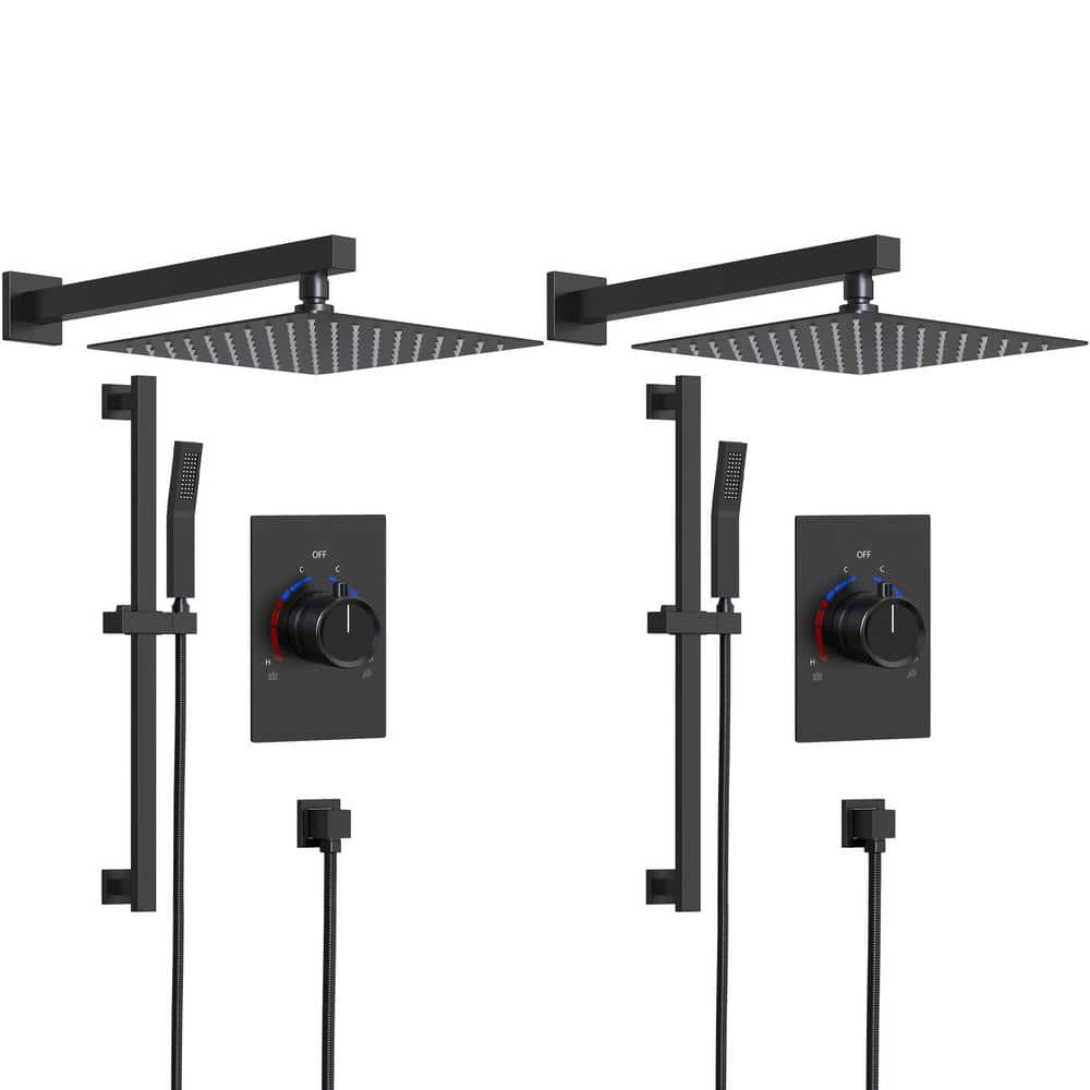 Reviews for GRANDJOY Classic Rain 2-Spray Dual Wall Mount Fixed and ...