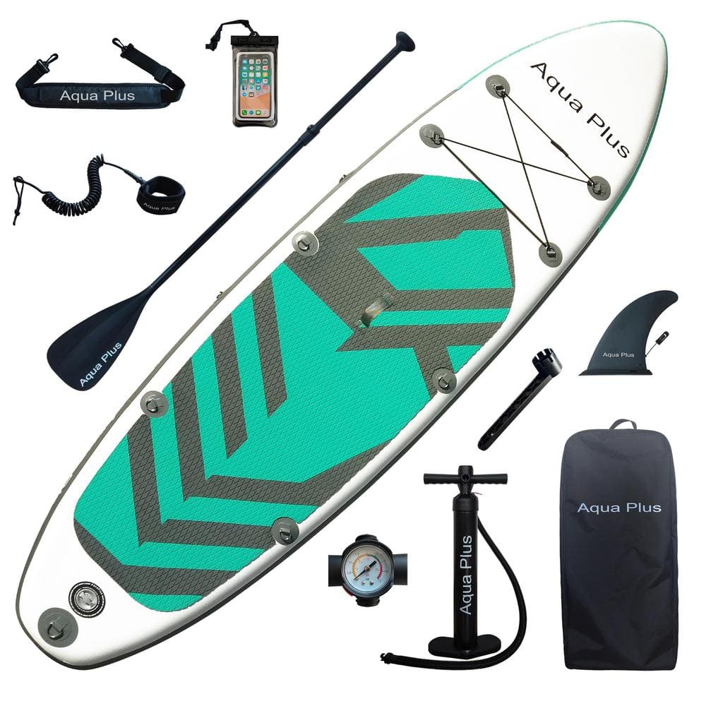 Ultra Portable 132 in. Aqua Gray PVC Inflatable Paddleboard with ...