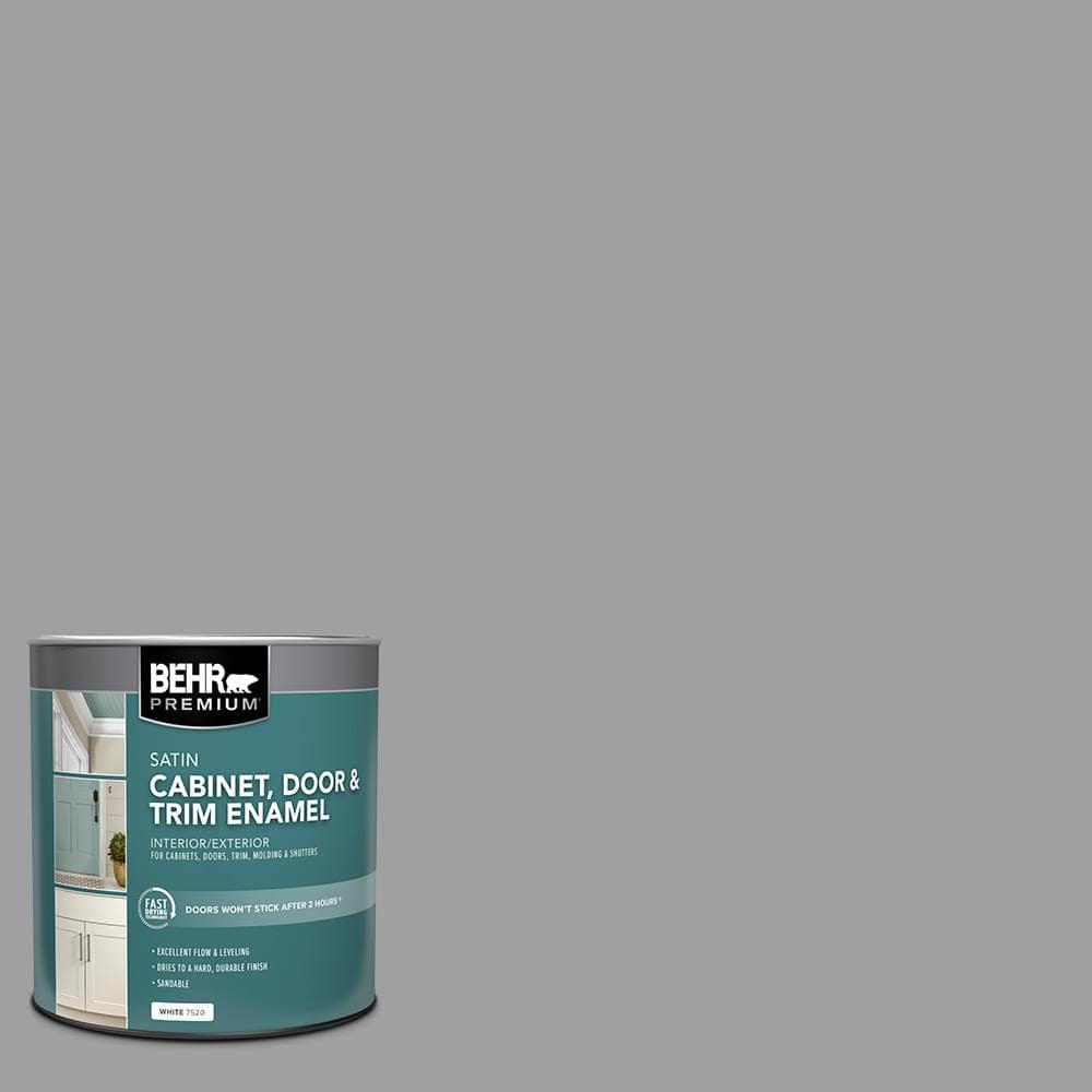 BEHR PREMIUM 1 qt. #PPU26-06 Elemental Gray Satin Enamel Interior ...