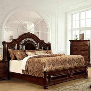 Furniture of America Kentfield Rustic Brown Wood Frame Queen Panel Bed ...