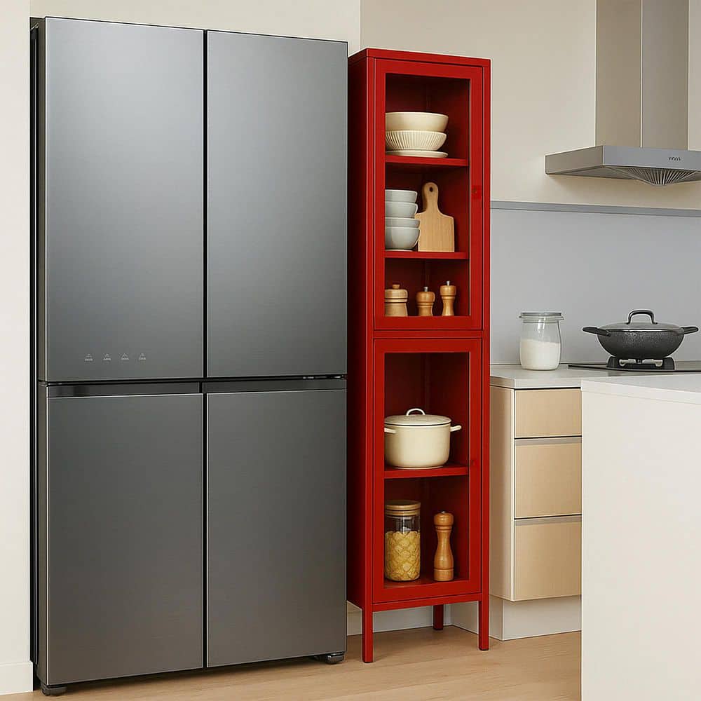 Glamour Home Avish Red 71in. Office Storage Cabinet with 4 Shelves GHBC ...