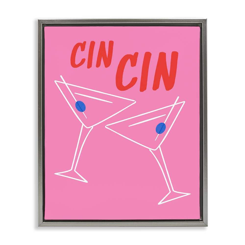 Stupell Industries Cin Cin Martinis by House of Lulu Gray Floater Frame ...