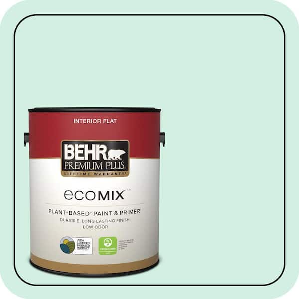 BEHR PREMIUM PLUS 1 gal. #P420-1 Spring Frost Flat EcoMix Plant-Based ...