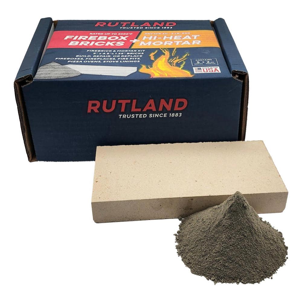 Rutland Firebox Brick and Hi-Heat Mortar Repair Kit with 5 Bricks and 2 ...