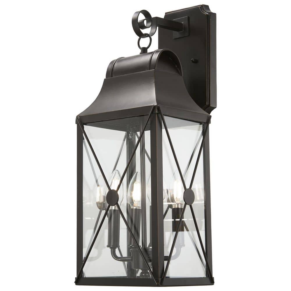Minka Lavery De Luz Oil Rubbed Bronze with Gold Highlights Outdoor Hardwired 8.5-in. Lantern ...
