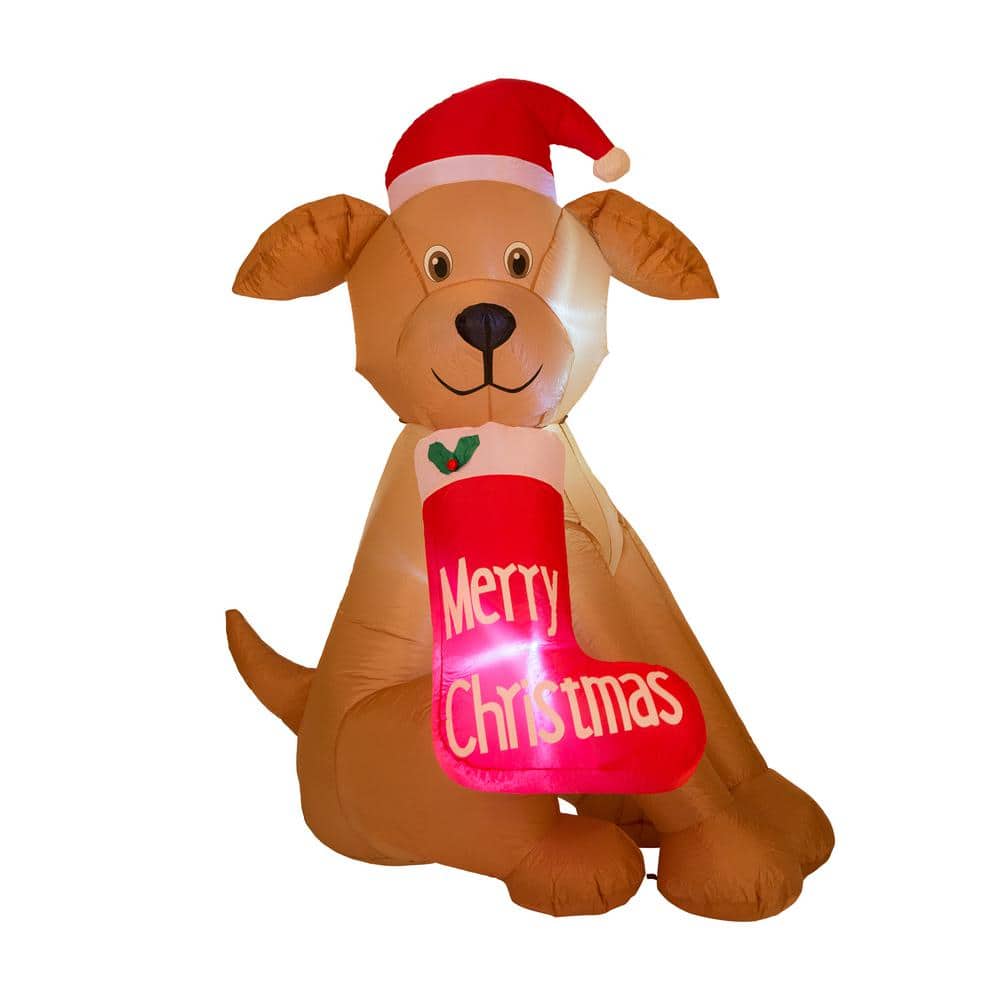 Glitzhome 5.90 ft. H Lighted Inflatable Dog Decor 1125004447 - The Home ...