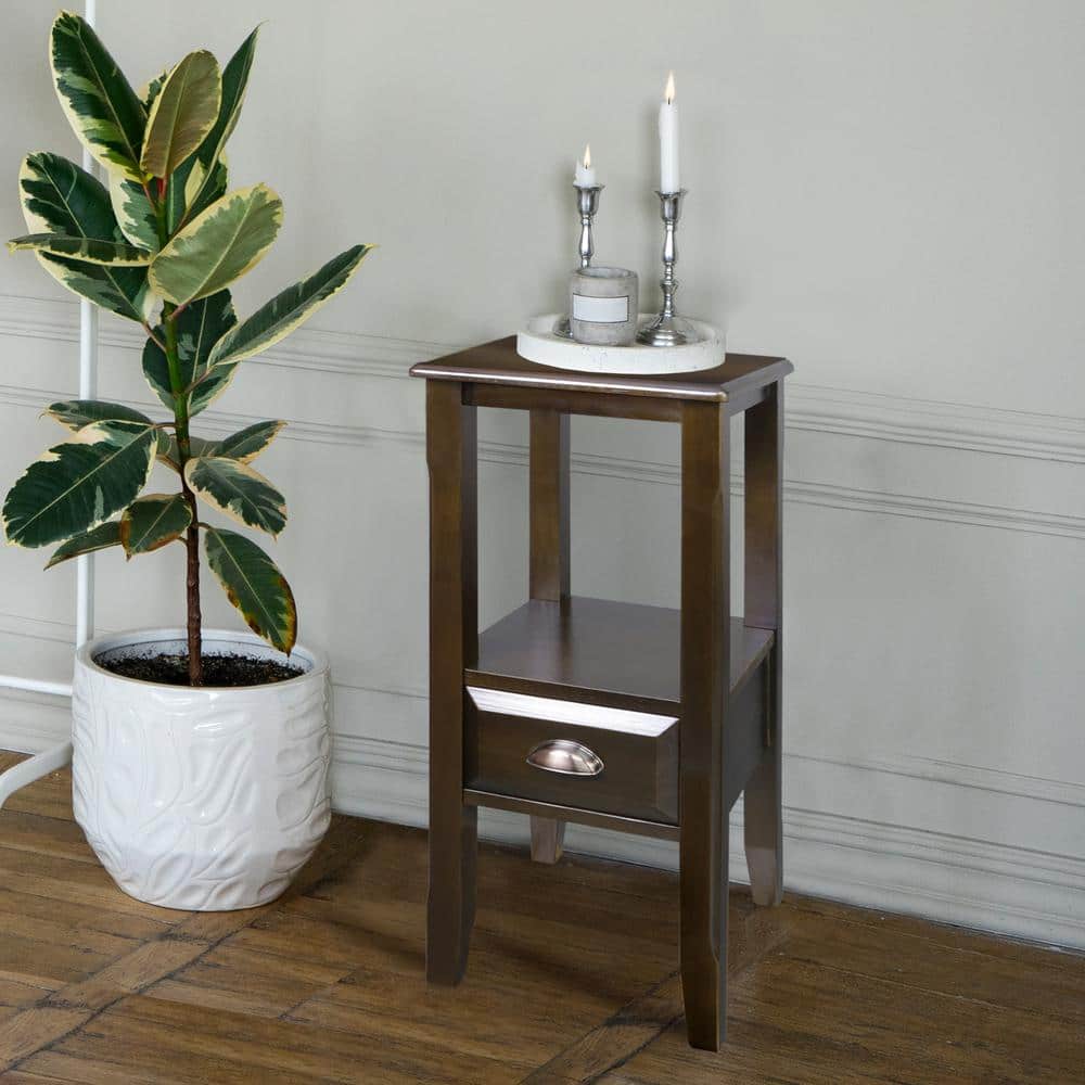 Casual Home 2-Tier Tall 13 in. Java Square Solid Wood End Table Side ...