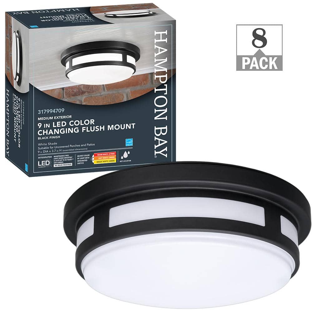 Reviews for Hampton Bay 9 in. Round Black Indoor Outdoor LED Flush ...