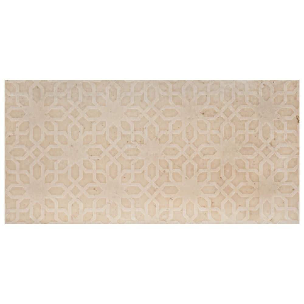 Merola Tile Camden Decor Bone 4 in. x 8 in. Ceramic Wall Take Home Tile ...