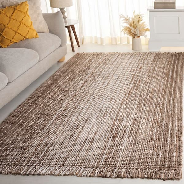 SAFAVIEH Natural Fiber 3 ft. x 5 ft. Ivory/Gray Woven Distressed ...