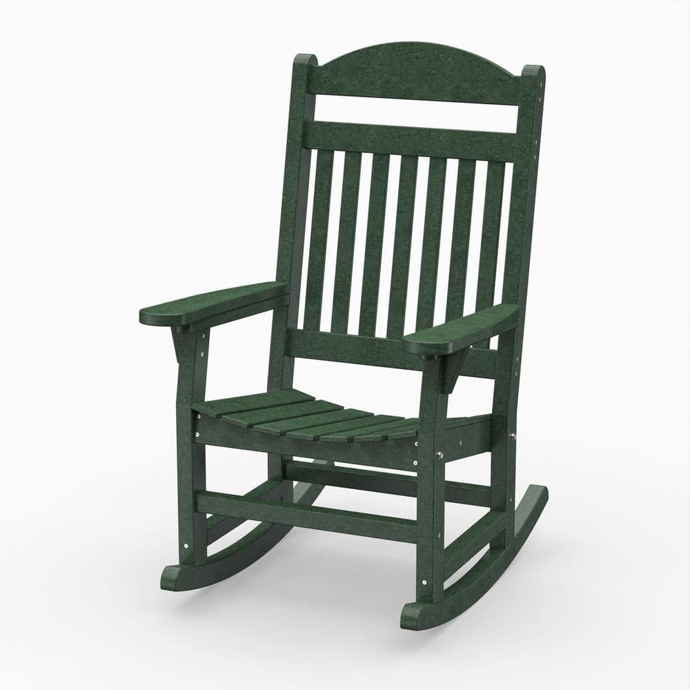 WILDRIDGE Heritage Turf Green Traditional Rocking Chair Plastic Outdoor ...