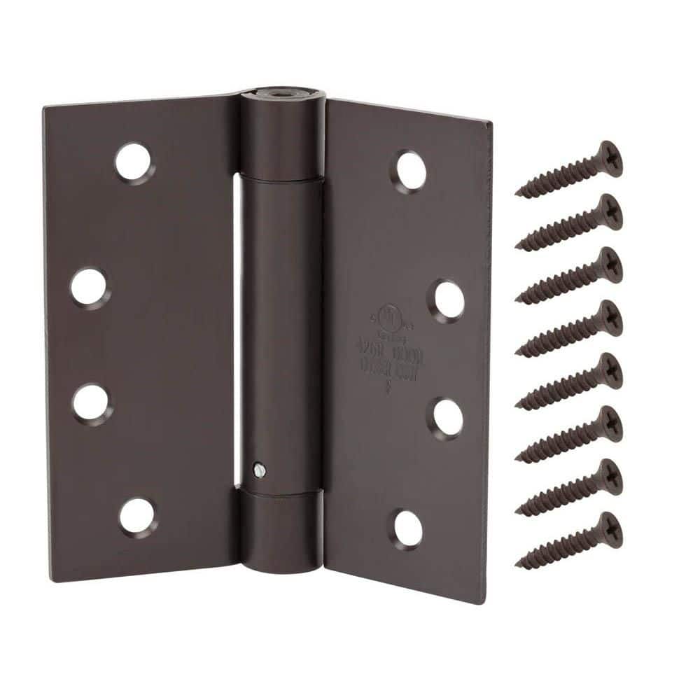 Everbilt 4-1/2 in. Square Radius Matte Black Adjustable Spring Hinge ...