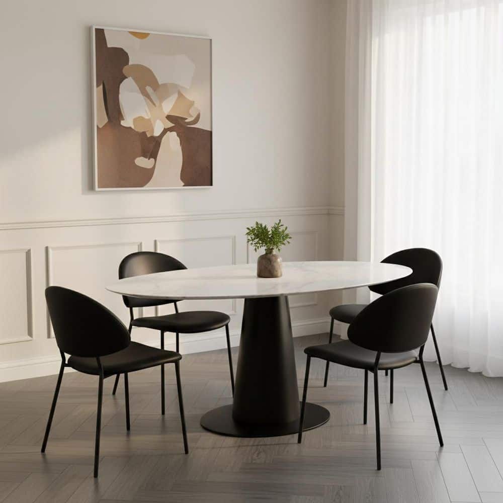 Manhattan Comfort Haven Contemporary Modern Black Faux Leather ...