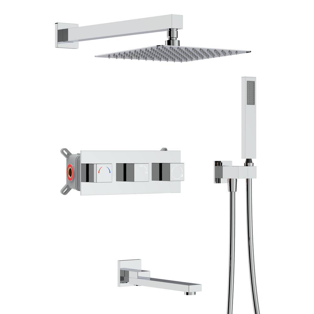 INSTER AIM Triple Handle 1-Spray Tub and Shower Faucet 2 GPM in Chrome ...