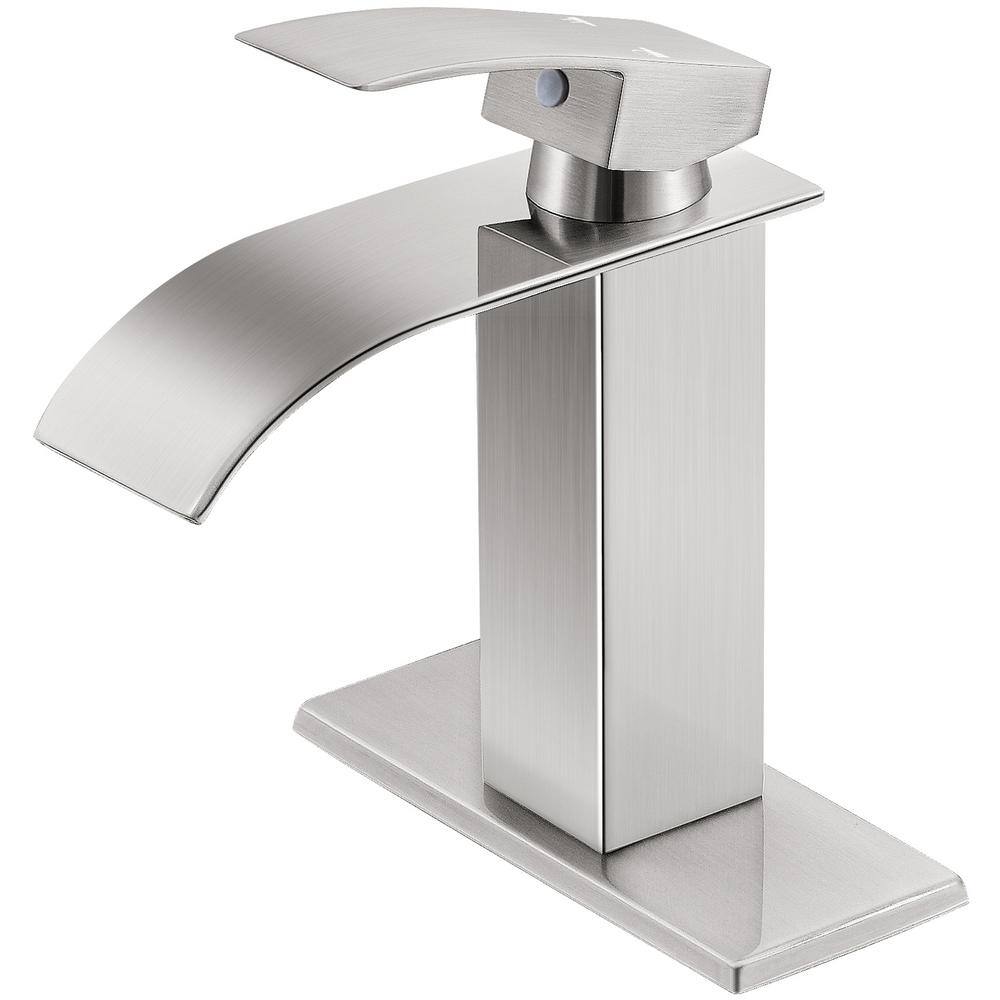AKLFGN Waterfall Spout 1-Handle Low Arc 1-Hole Bathroom Faucet with ...