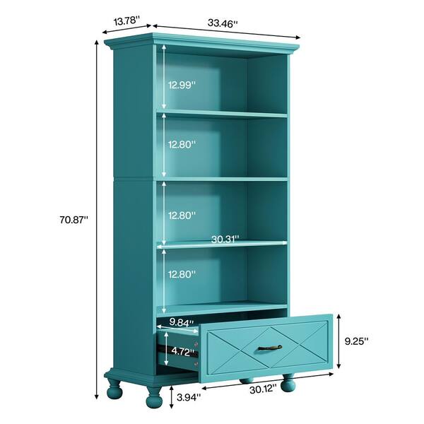 Blue oak bookcase store