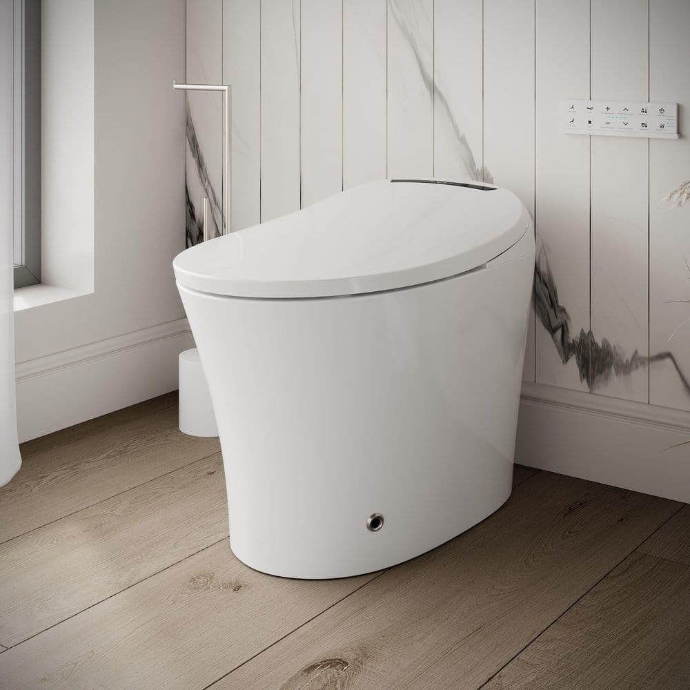 Streamline Tankless Elongated Smart Bidet Toilet 1.28GPF in White with ...