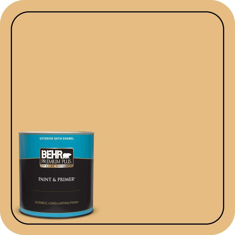 BEHR PREMIUM PLUS 1 qt. #320D-4 Arizona Tan Satin Enamel Exterior Paint ...