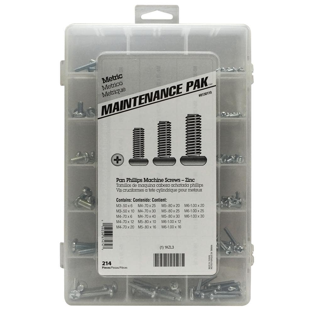 Hillman Zinc Metric Pan-Head Philips Drive Machine Screw Assorted Kit ...