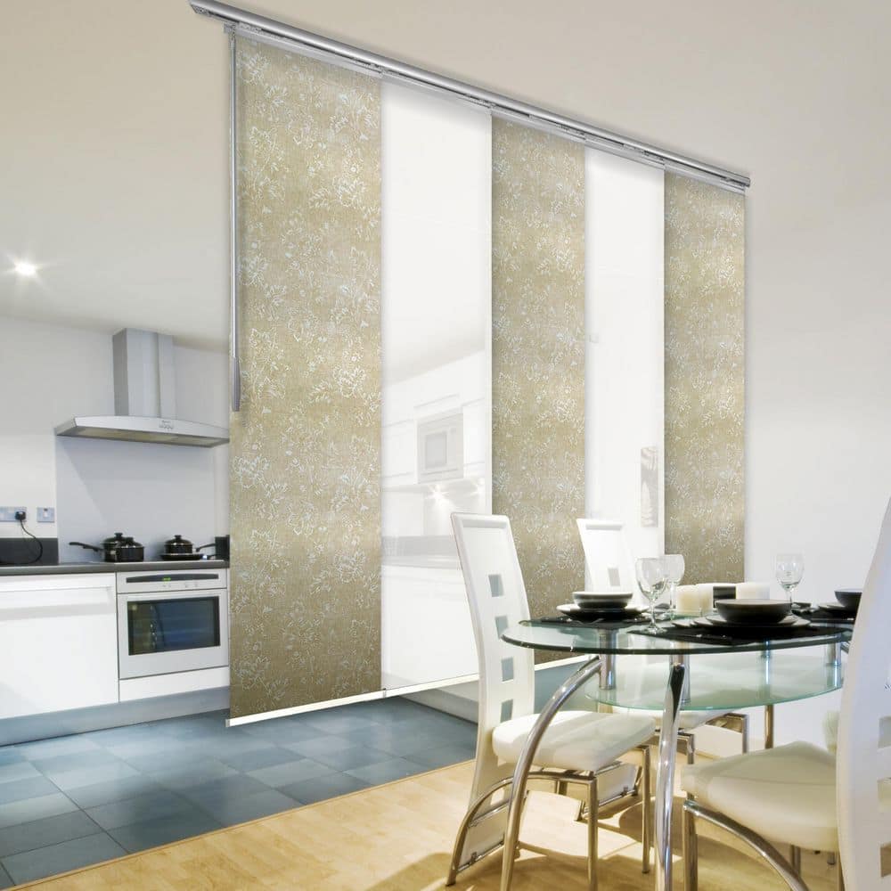 EMOH 5-Panel Light Filtering Single Rail Panel 58 in. -110 in. W x 94 ...