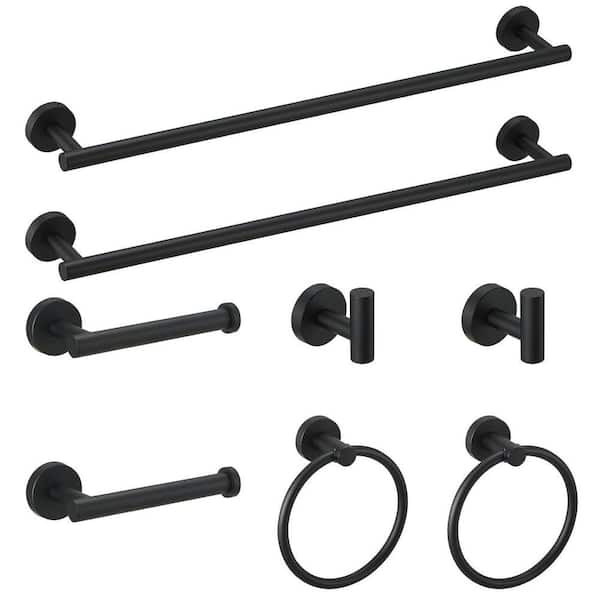 SANFANGIE FLG 8-Piece Bath Hardware Set with Mounting Hardware in Matte ...