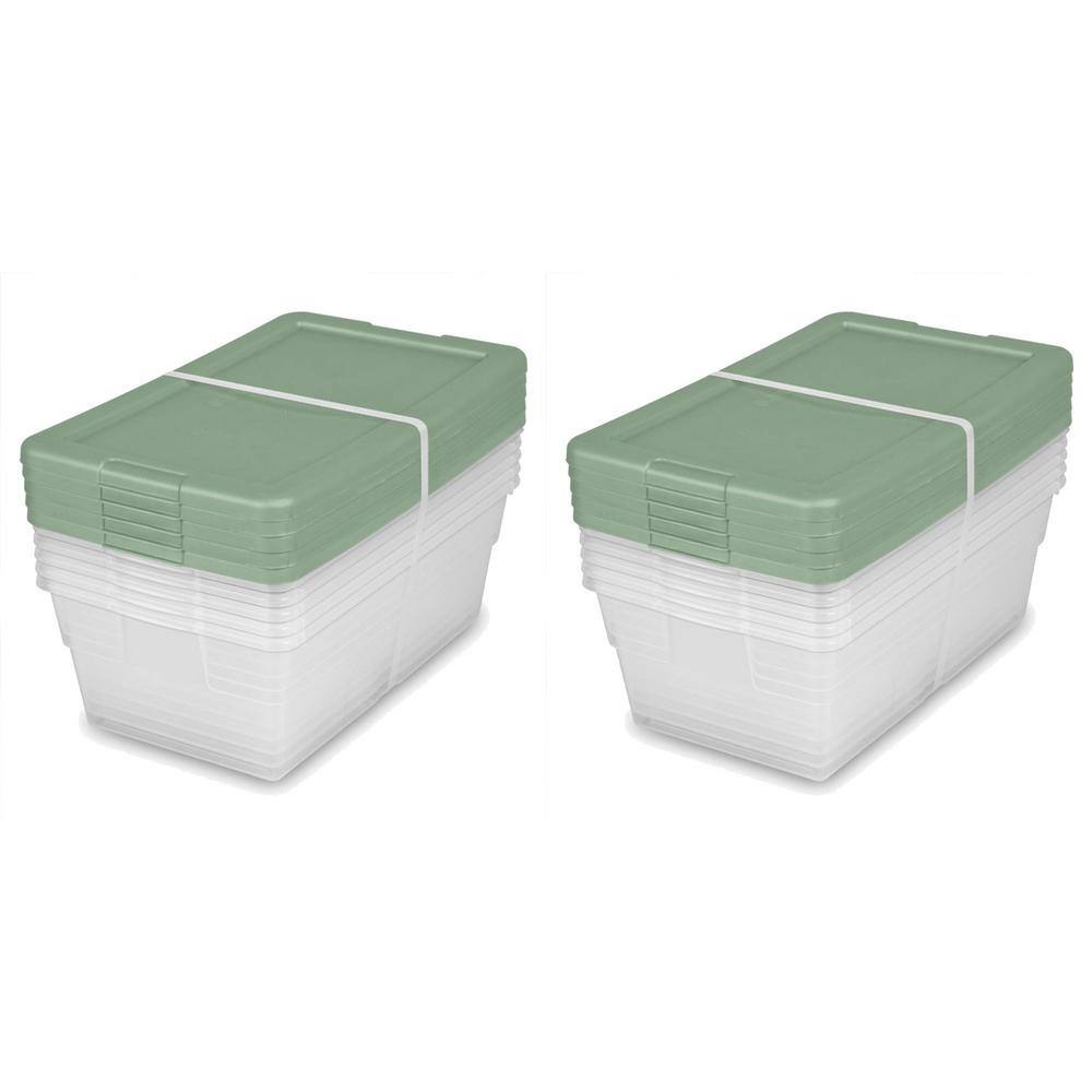 Sterilite 6 qt. Plastic Storage Box with Lid in Green ( 10-Pack) 2 x ...