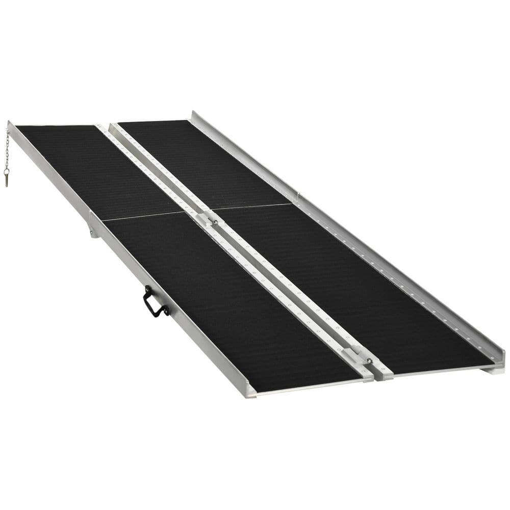 HOMCOM 10 ft. Aluminum Skidproof PVC Portable Wheelchair Ramp, Carpeted ...