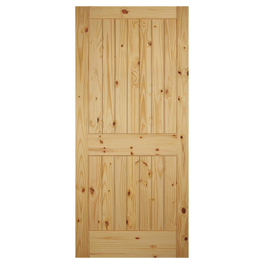 Builders Choice 28 in. x 80 in. 2-Panel Square Top Plank Solid Core ...