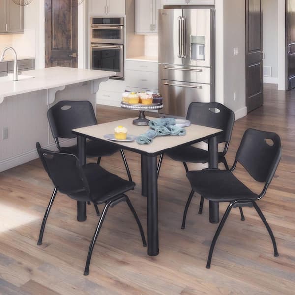 Regency Kee 30 in Maple Top Square Breakroom Table Desk, Black Legs, 4 ...