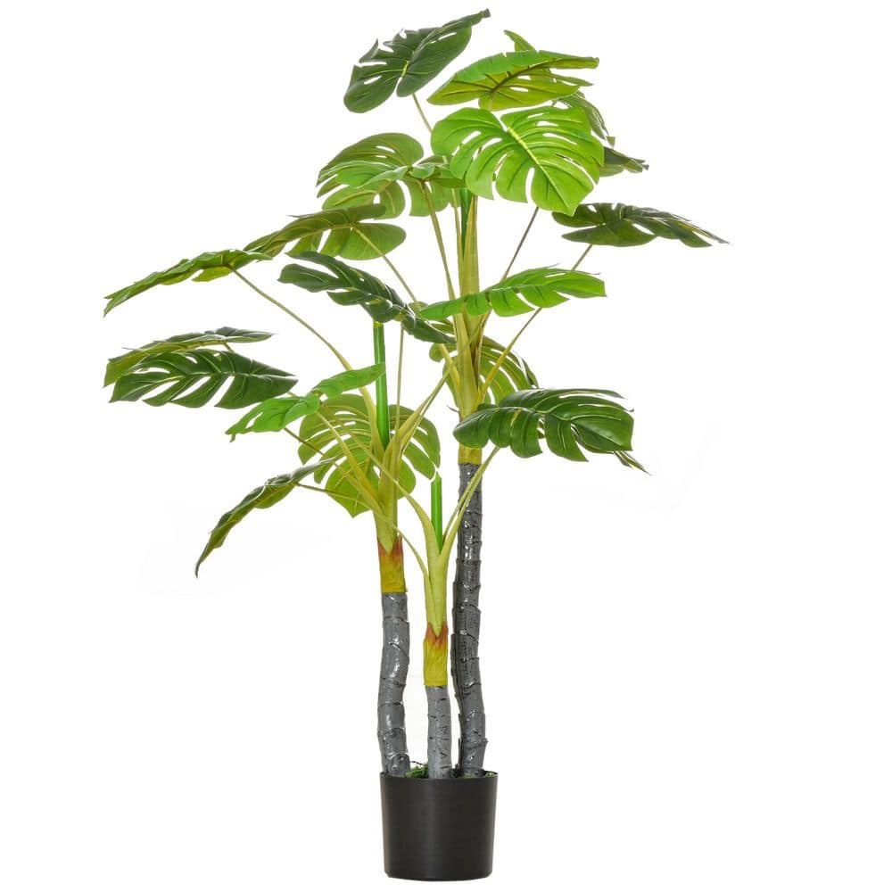 4 ft. Artificial Monstera Tree in Black Plastic Container 4FT-M-B - The ...