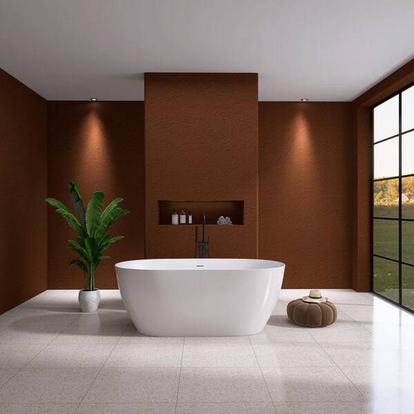 Xspracer Moray 55 in. x 27 in. Acrylic Flatbottom Freestanding Soaking ...