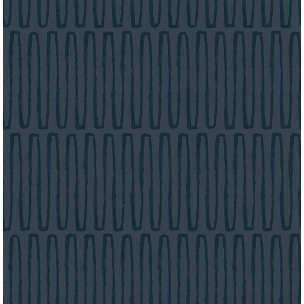 A-Street Prints Lars Navy Retro Wave Paper Glossy Non-Pasted Wallpaper ...