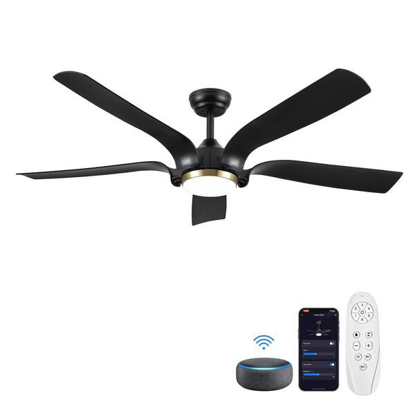 Staykiwi 56 in. Smart Indoor Black Ceiling Fan with Black Blades ...