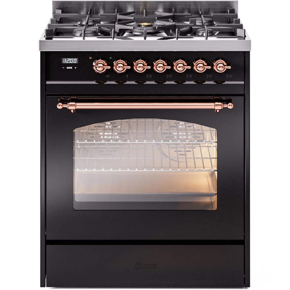 ILVE Nostalgie II 30 in. 5 Burner Freestanding Dual Fuel Liquid Propane ...