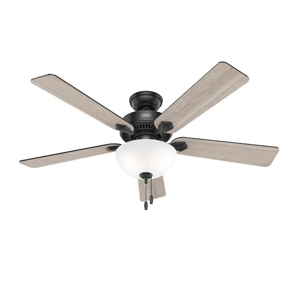 Hunter Swanson 52 in. Indoor Matte Black Ceiling Fan with Light Kit ...