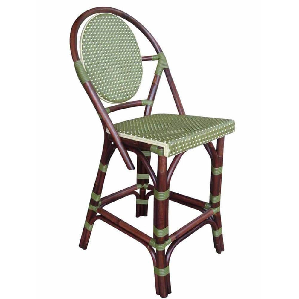 Padma's Plantation Paris Bistro 42.5 in. Green High Back Rattan 42.5 in ...