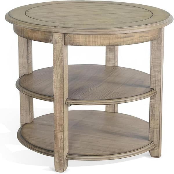HOME IMPORTS EMPORIUM 24 in. Light Brown Round Wood End Table, Sturdy ...