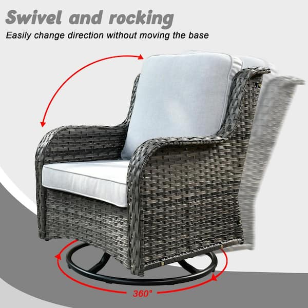 HOOOWOOO Oreille Grey 3-Piece Wicker Outdoor Patio HOOOWOOO Oreille Grey 3-Piece Wicker Outdoor Patio