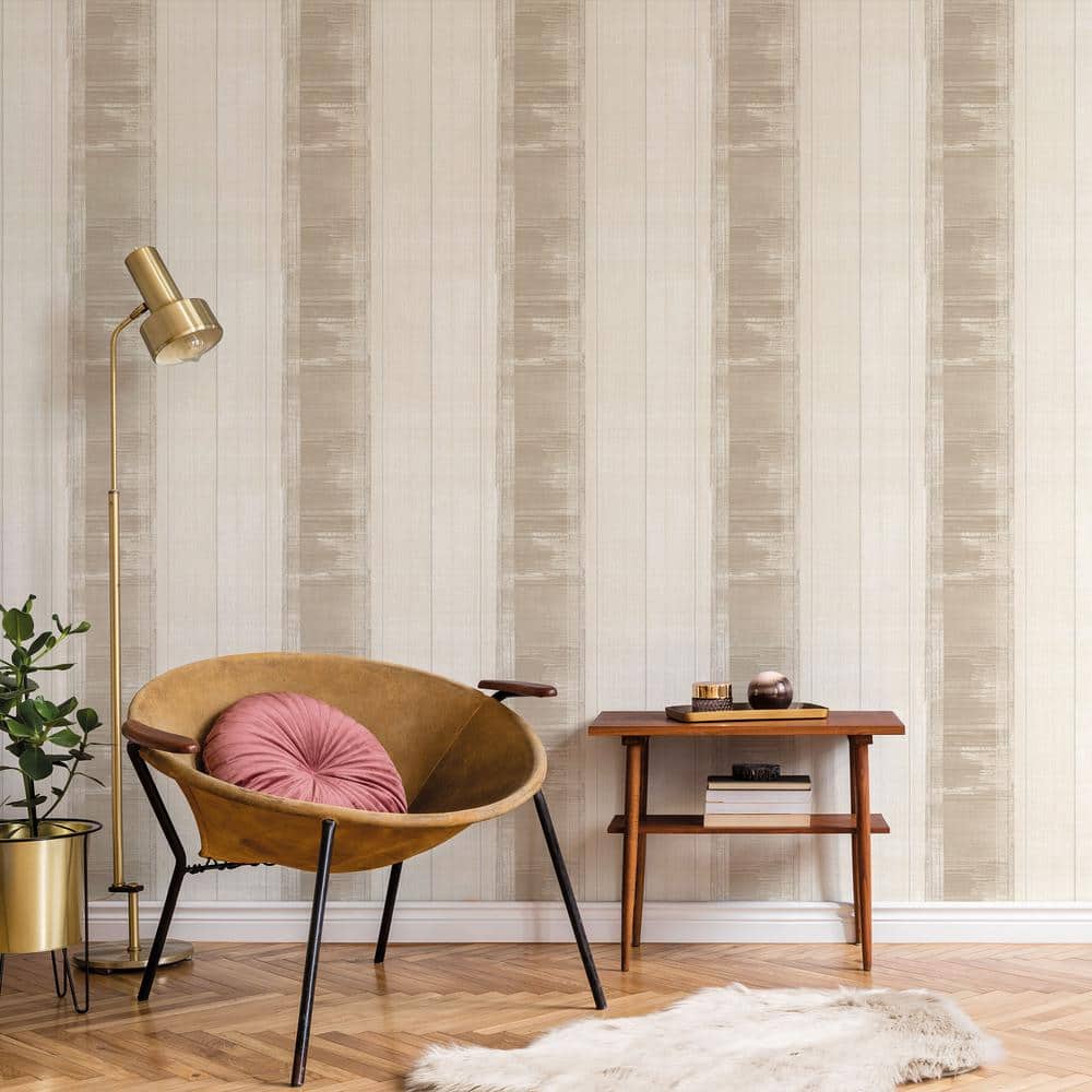 Atmosphere Collection Taupe/Metallic Silver Sublime Stripe Non-pasted ...