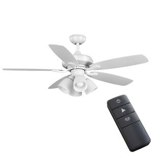 Hampton Bay Devron 52 in. LED Indoor Matte White Ceiling Fan with Light ...