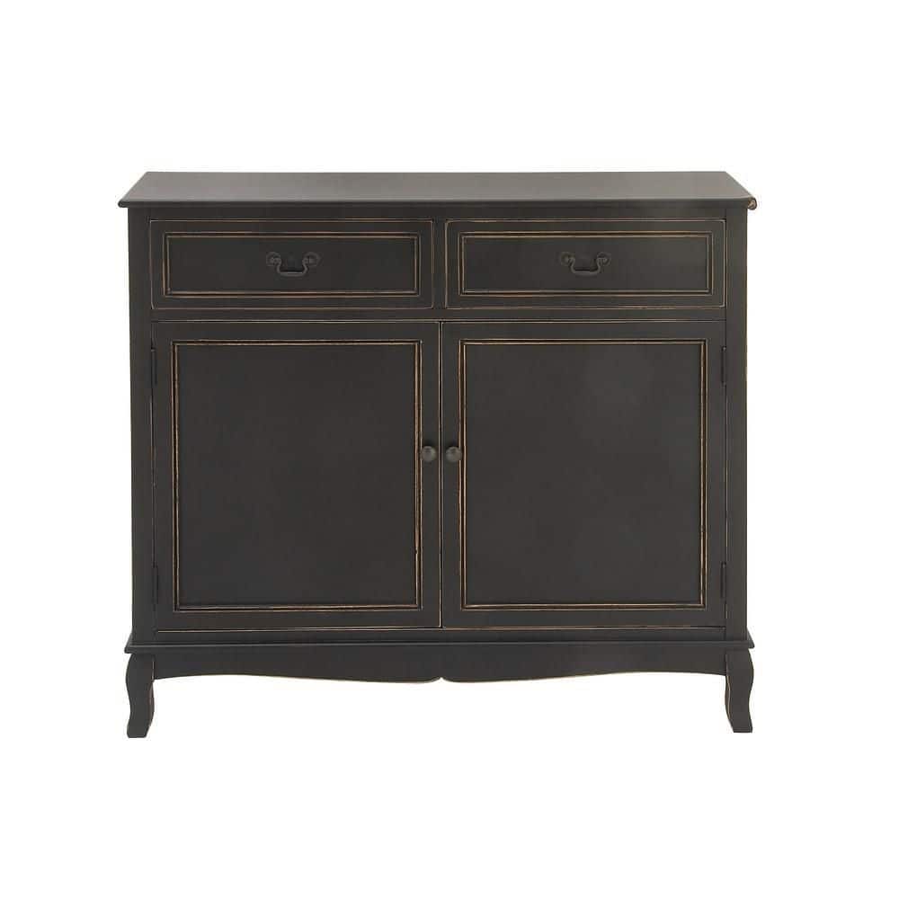 Litton Lane Black Wood Vintage Style 2 Drawers 1 Shelf and 2 Doors ...