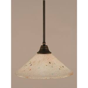 Sparta 100-Watt 1-Light Dark Granite Bowl Mini Pendant Light with Glass ...
