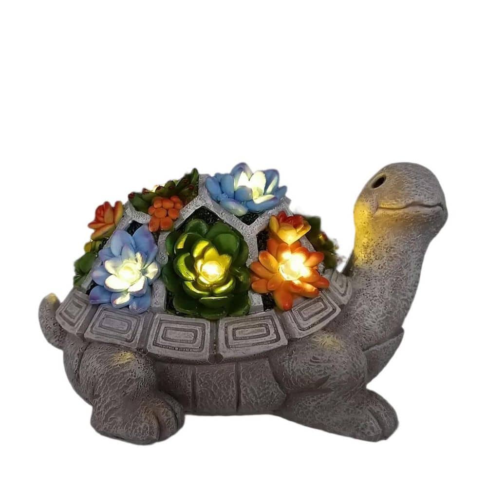 Solar Garden Outdoor Statues Turtle 7 LED Lights-Lawn Decor Tortoise ...